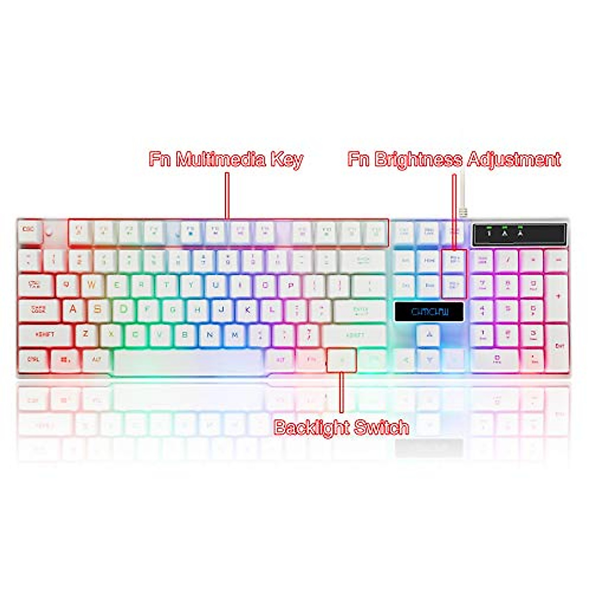 CHONCHOW Gaming Keyboard and Mouse LED Backlit Combo (White)