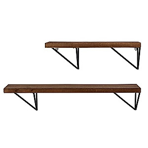 Safavieh Home Collection Banria Modern Rustic Brown/Black Floating Display Wall Shelf (Set of 2)