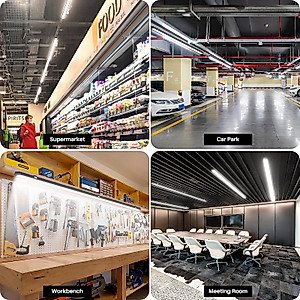 TychoLite 8FT LED Shop Light, 100W 12500lm, 5000K Daylight, Compact Black 8 Foot Commercial Lighting Fixtures for Workshops, Garage, Office, Surface/Suspension Mount, with 5FT Cord Switch, 8 Pack