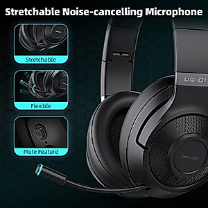 2.4Ghz Wireless Gaming Headset for PC, PS5, PS4, MacBook, with Microphone, Over-Ear Bluetooth Gaming Headphones for Cell Phone, Soft Earmuff - 40 Hours Playtime, Only Wired Mode for Xbox Series