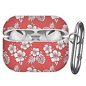 Compatible with Airpods Pro – Shockproof TPU Gel Portable Protection Soft Case Cover Skin with Carabiner Clip Keychain (Hawaiian Aloha)