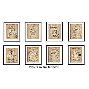 Star Vessels Gifts - Set of 8 Wall Art Prints (8x10) for Men Boys Women Bathroom Bedroom Room Decor Movie Sci Fi Wars Comic-Con Man Cave Garage Retro Reinterpreted Studio Student Decorations
