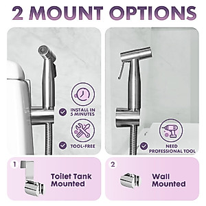 Handheld Toilet Bidet Sprayer, Stainless Steel Adjustable Water Pressure Jet Sprayer for Existing Toilets, Bathroom Bidet Attachment Sprayer Set for Feminine Hygiene Muslim Shower