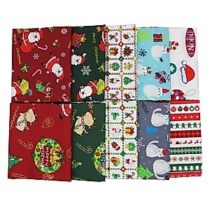 iNee Christmas Fat Quarters Fabric Bundles, 100% Cotton Quilting Sewing Fabric, 18 x22 inches