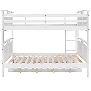 Lifeand Full-Over-Full Bunk Bed with Twin Size Trundle,Separable Bunk Bed for Bedroom,White