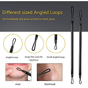 19 Pcs Blackhead Remover Pimple Popper Tool Kit,Professional Blackhead Extractor Tool for Nose Face, Stainless Comedone Extractor, Blemish Whitehead Popping Tool with Portable Metal Case (Black)