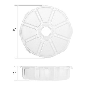 COSMOS 3 Pcs Clear 8 Compartment Round Jewelry Bead Storage Organizer Display Containers Case Box