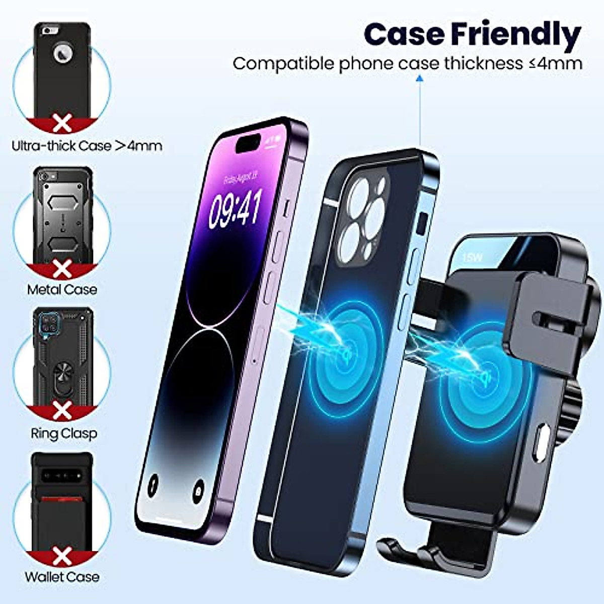 Wireless Car Charger, GBEAST Car Phone Holder Mount Wireless Charging, 1 Second Auto-Clamping & Alignment Dashboard Wireless Car Charger Mount for iPhone 13 12 11 XR SE, Galaxy S10/S22/S20+, LG, etc