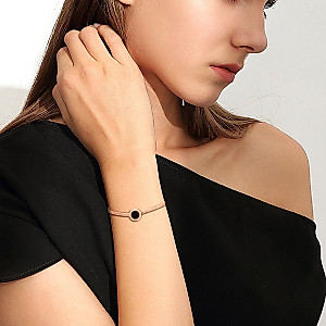 Yowivon Rose Gold Bracelets for Women Roman Numeral Bangle Bracelet Italy Chunky Chain Stainless Steel Non-Tarnish Dainty Bracelet Birthday Gifts for Women