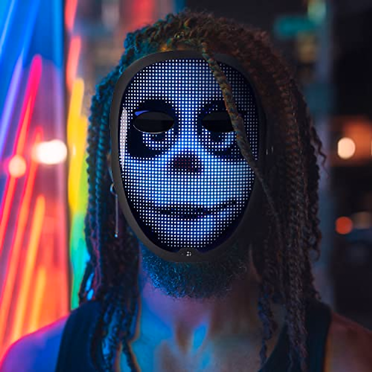 MEGOO Led Mask with Bluetooth Programmable,Ultra-light-thin Led Digital Light Up Face Mask for Halloween Rave Masquerade