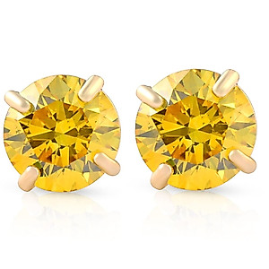 1/2ct Fancy Yellow Diamond Studs 14K Yellow Gold Screw Back Lab Grown Earrings