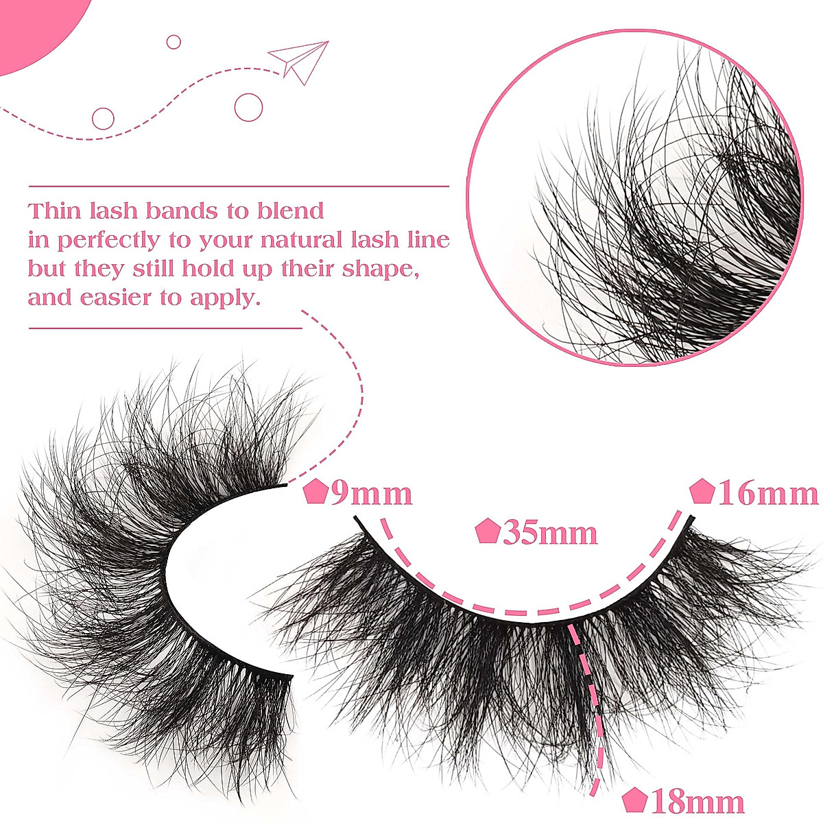 JIMIRE Flare Mink Lashes Fluffy Wispy False Lashes Pack Fluttery 10D Multi-dimensional Volume False Eyelashes 5 Pairs