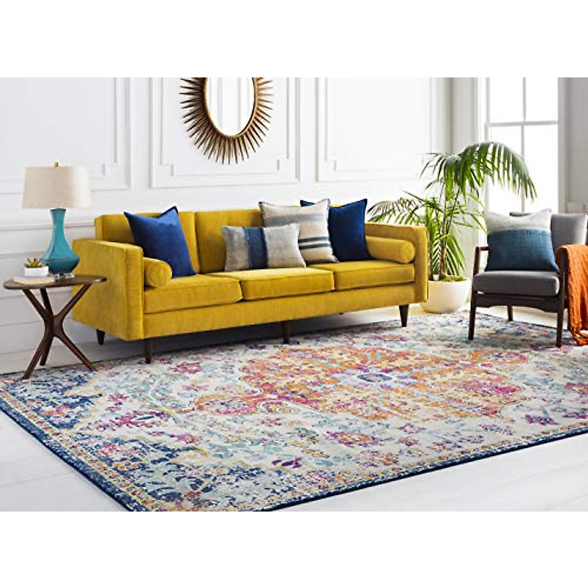 Livabliss Odelia Vintage Bohemian Area Rug,7'10" x 10'3",Orange/Navy