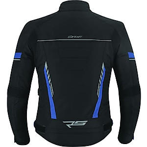 RS Motosports All Season Racing Motorbike Jacket for Men Water Proof & Breathable Motorcycle Jacket with Textile Fabric (US, Alpha, Large, Regular, Regular, Blue)