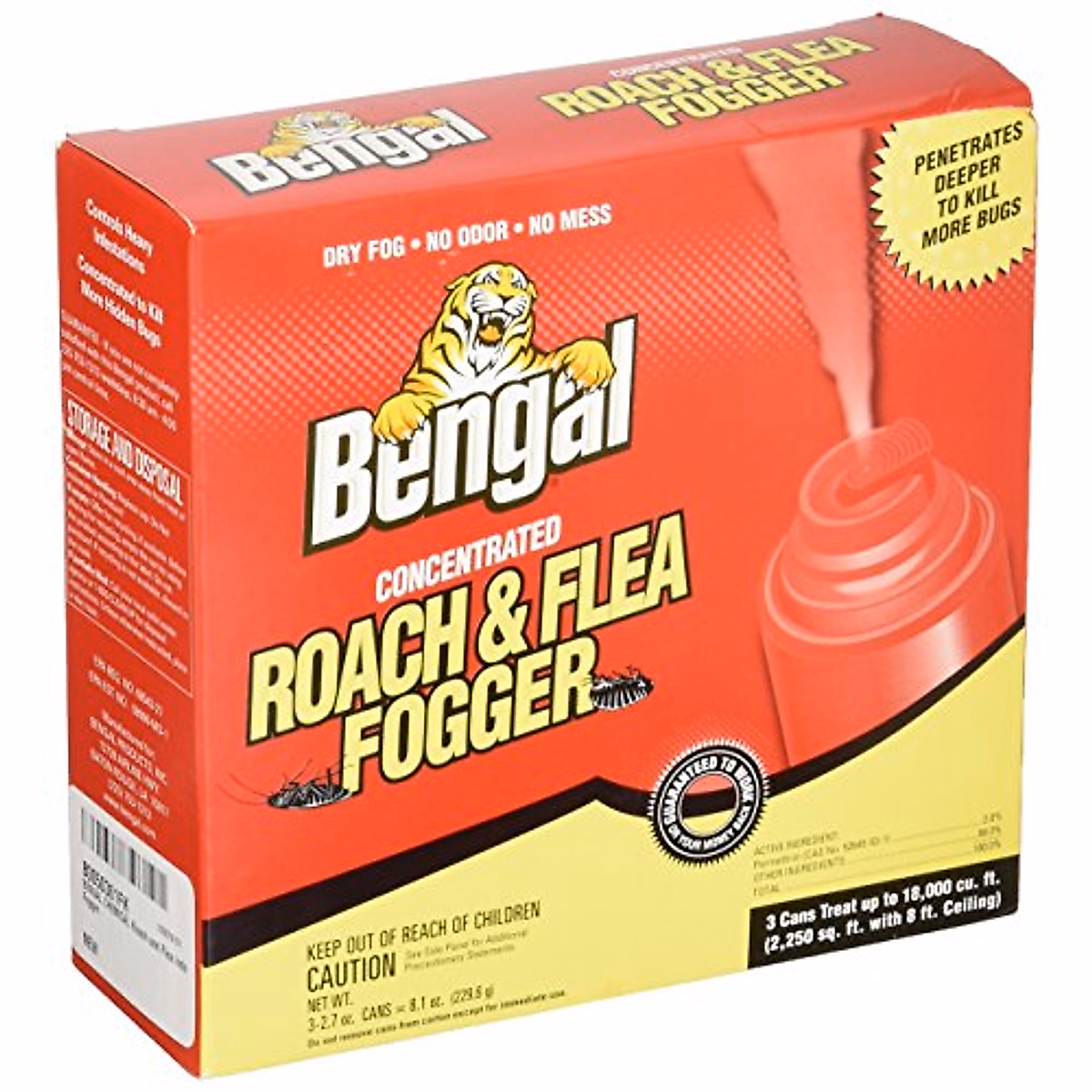 Bengal Chemical 55201 Roach and Flea Indoor Fogger, 3-2.7 oz. Cans