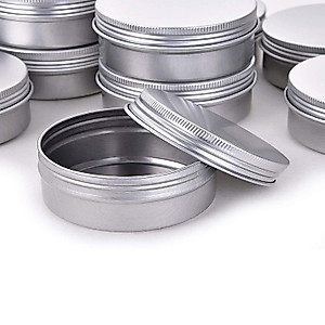 0.5 Ounce Aluminum Tin Jar Refillable Containers 15 ml Aluminum Screw Lid Round Tin Container Bottle for Cosmetic,Lip Balm, Cream, 24 Pack