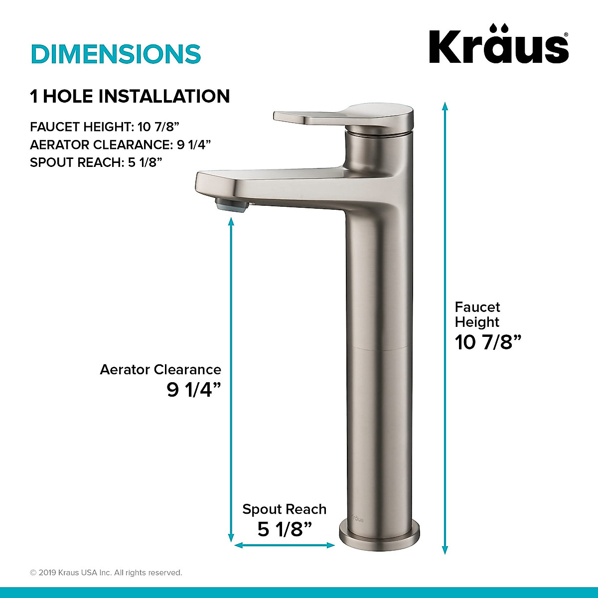 KRAUS Indy Single Handle Vessel Bathroom Faucet in Chrome, KVF-1400CH