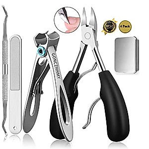 Toe Nail Clippers for Thick Nails,Large Toenail Clippers for Ingrown Toenails or Thick Nails for Man Women Seniors Nail Clippers with Stainless Steel Professional Fingernail Clippers Set (Black)