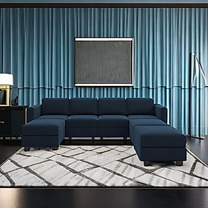 Belffin Modular Sectional Sofa U Shaped Sectional Couch with Reversible Chaises Velvet Modular Sofa with Storage Seat Blue
