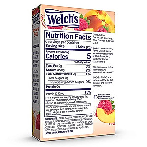 Welch's Singles To Go Water Drink Mix - Powder Sticks, Strawberry Peach, 0.48 Ounce (Pack of 12)