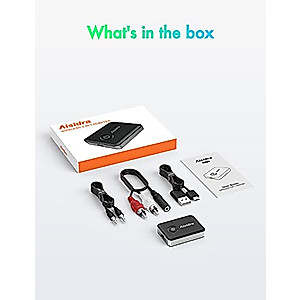 Aisidra Bluetooth Transmitter Receiver V5.0 Bluetooth Adapter for Audio, 2-in-1 Bluetooth AUX Adapter for TV/Car/PC/MP3 Player/Home Theater/Switch, Low Latency, Pairs 2 Devices Simultaneously