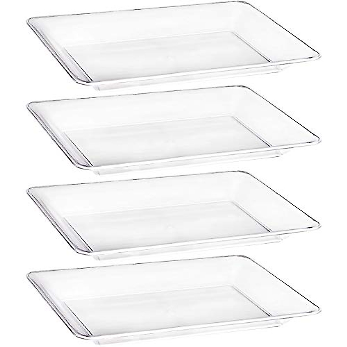 Plasticpro Plastic Serving Trays - Serving Platters Rectangle 10 X 14 Disposable Party Dish Crystal Clear Pack of 4