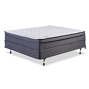 Mattress Solution Medium Plush Foam Encased Hybrid Eurotop Pillowtop Innerspring Mattress And 4" Metal Low Profile Boxspring/Foundation Set,With Frame, Full Size