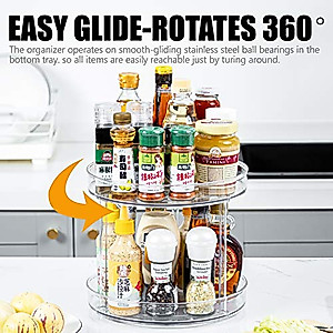 2 Tier Lazy Susan - 2 Pack 360 Degree Rotating Spice Rack - Turntable Cabinet Organizer for Cabinet, Fridge, Kitchen, Bathroom, Vanity Display Stand (2pack-9in)
