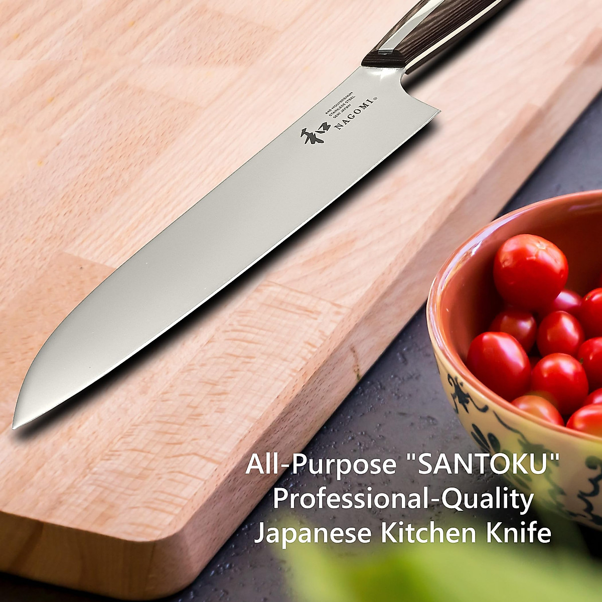 NAGOMI] 7-Inch All-Purpose Knife for Meat, Fish, Vegetables | Professional-Quality Japanese SANTOKU Kitchen Knife with Ergonomic Handle | Stainless Steel Ultra Sharp | Gift Box