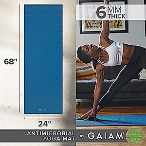 Gaiam Yoga Mat – 6mm Extra Thick Non Slip Exercise Workout Mat for Women and Men – Ideal for Home Gym Fitness, Yoga, Pilates, and Stretching – Grip Texture and Moisture Resistant - Skydive