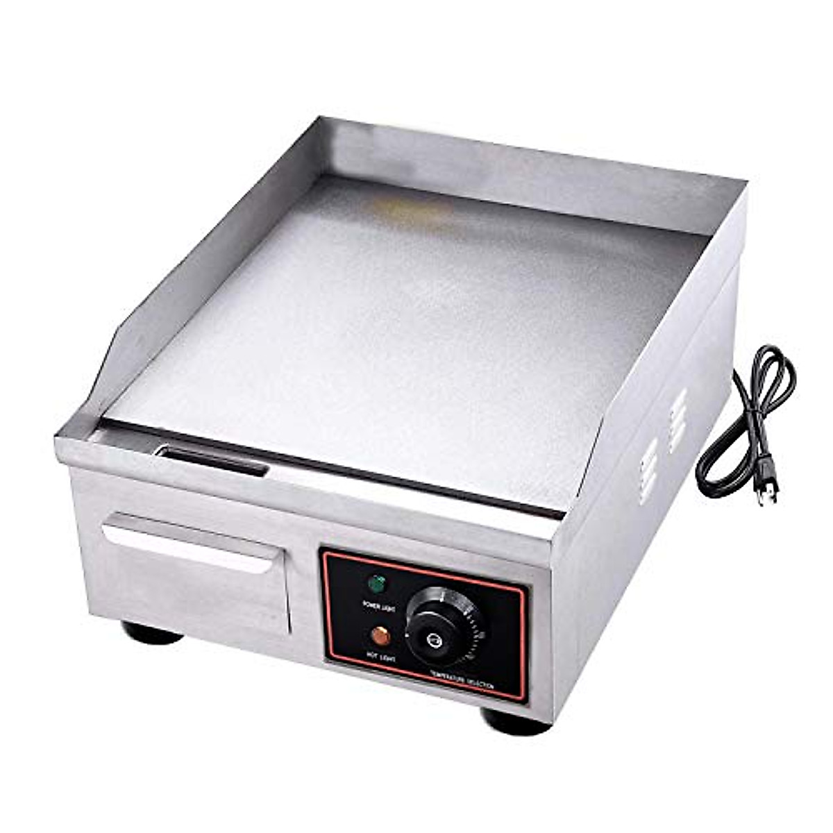 Proshopping 1500W 14" Commercial Electric Countertop Griddle Grill, Stainless Steel Restaurant Grill, Tabletop Flat Grill, with Adjustable Temperture Control, 110V