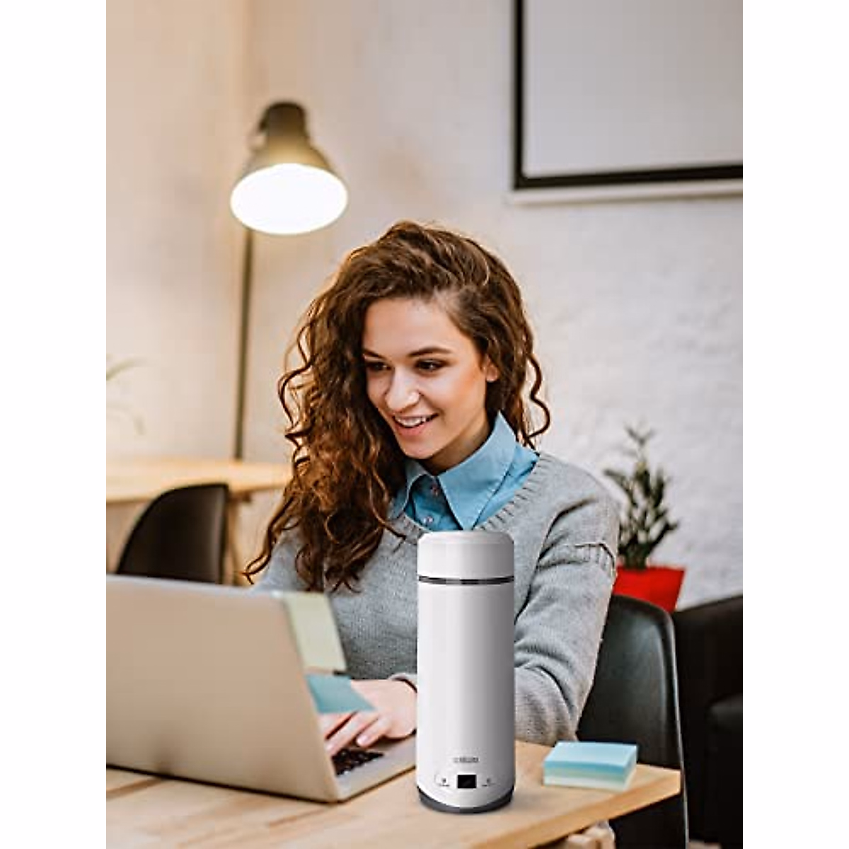 Portable Electric Kettle, Inbuilt ＆ Hidden Cord Upgrade, Travel Electric Water Boiler w/ Current Display, 8 Preset TEMP, Small Capacity Instant Brewing for Tea, Coffee, Milk, On The Go (11.8 Oz)