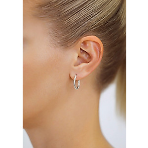 14k White Gold Polished Round Hoop Earrings, 18mm (0.7 inch Diameter)…