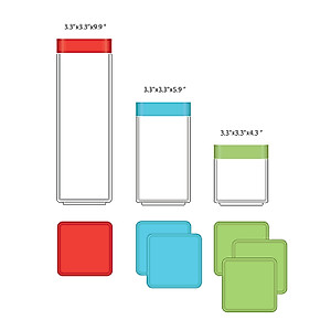 Eco-Friendly Glasslock Food Storage Block Canister Square 6 Container Set with Stackable Screw type Lids