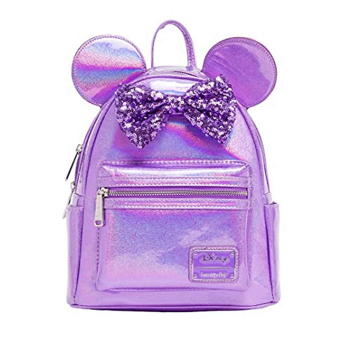 Loungefly Disney Minnie Mouse Glitter Sparkle Womens Double Strap Shoulder Bag Purse (Purple)