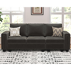 Belffin Velvet Modular Sofa Couch 3 Seater Sofa Couch for Living Room Grey