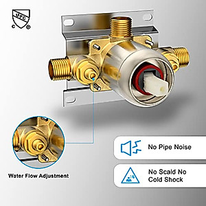 Brushed Nickel Shower Faucet Set, EMBATHER Shower Fixtures with 6 Inch Rainfall Shower Head, Single Handle Control Shower Valve and Trim Kit