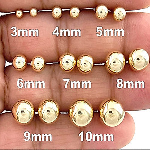 14K Yellow Gold Ball Stud Earrings, 10mm