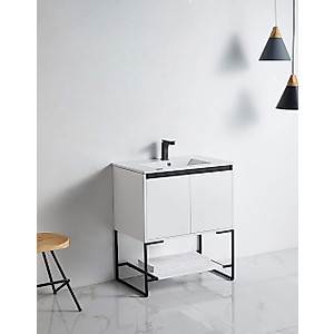 Fine Fixtures 30 Inch Bathroom Vanity with Sink - Modern Knob Free Design, Elegant Space-Saving Solution for Your Bathroom - Durable, Bathroom Vanities for a Contemporary Look - Urbania Collection