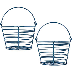 CONCORD 8" Egg Basket For Storage Collecting and Transporting Chicken and Duck Eggs. Farm Grade Wire Baskets. 2 Pack (Blue)