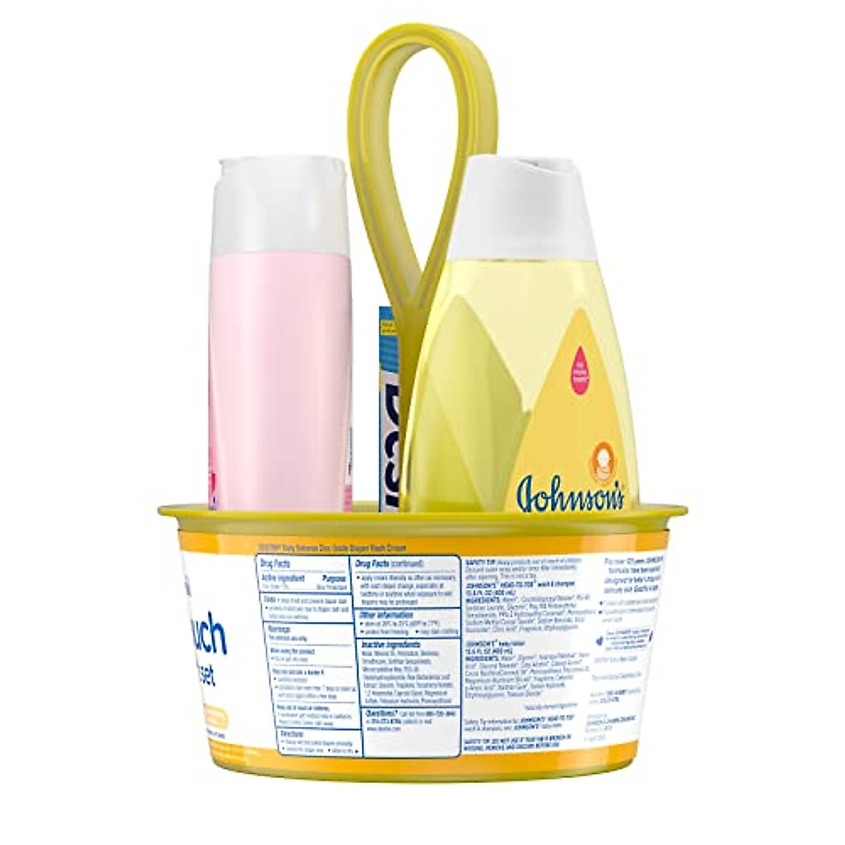 Johnson's First Touch Baby Gift Set, Baby Bath, Skin & Hair Essential Products, Kit for New Parents with Wash & Shampoo, Lotion, & Diaper Rash Cream, Hypoallergenic & Paraben-Free, 4 Items