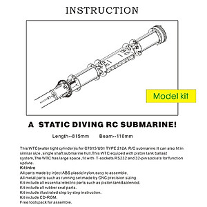 Arkmodel 1:48 U31 (Type 212A) AIP Submarine Including Double Piston Tank WTC(Water Tight Cylinder) KIT [C7615K+W7615PS2K]