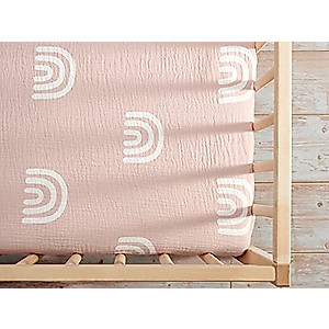 Meracorallo Muslin Fitted Crib Sheet, Soft and Breathable Rainbow Baby Crib Sheet for Standard Crib and Toddler Mattresses