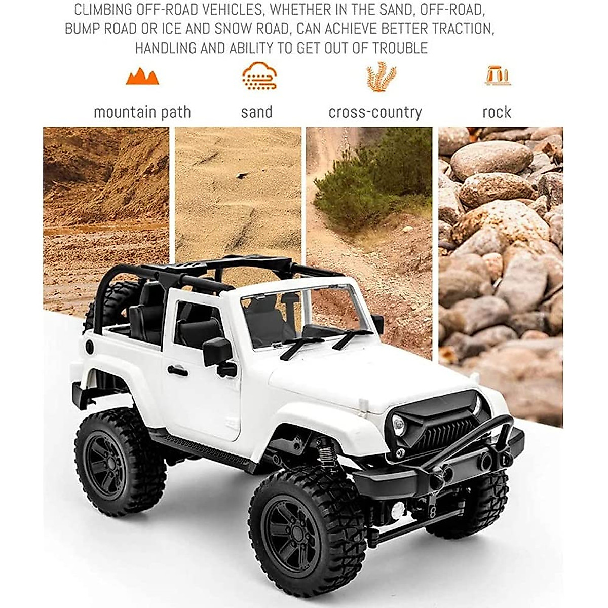 Nsddm 1/18 Wrangler Rc Car,4×4 All Terrain Vehicle, 2.4G Remote Control Car, Low-Speed Crawler Climbing Off-Road RC Trucks, Adult Amateur Rc Truck Toy Gifts for Kids Boy RTR (Color : D)