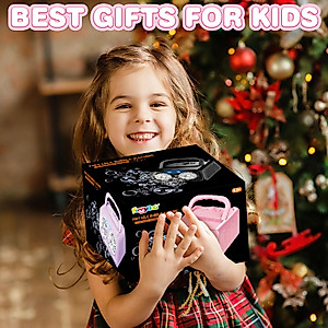 FUNNYB&G Automatic Bubble Machine, 16000+ Bubbles Per Minute Portable Bubble Maker, Plug-in or Battery Powered Indoor Outdoor Party Birthday Christmas (Pink)