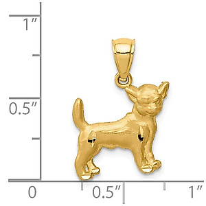 Solid 14k Yellow Gold Diamond-cut Chihuahua Pendant Charm