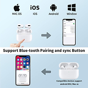 Wireless Charging Case Replecement Compatible for Air pod Pro, Support Wired & Wireless Charging, with Buletooth Pairing Sync Button, White [NO EARPODS]