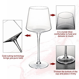 Stiatu Wine Glasses,Bordeaux Crystal Glass,Hand Blown, Premium Clear Lead-Free Glass,Suitable for White and Red Wine,Great Gift for Mother's/ Father's Day,18Ounces,Monogramed Box (Pack of 4)