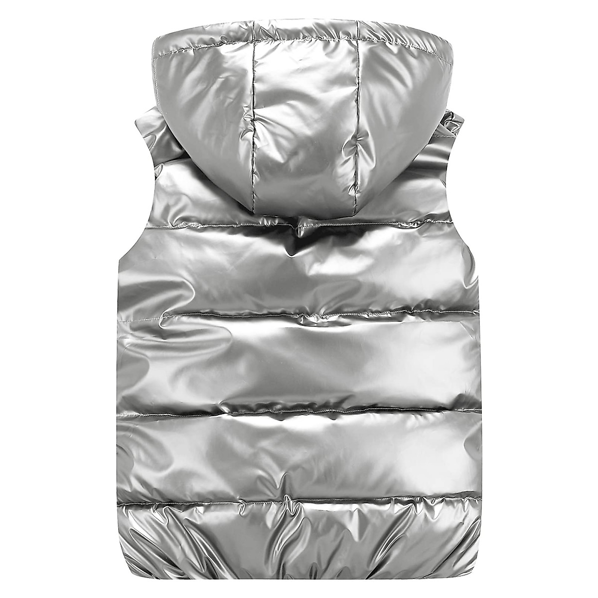 Happy Cherry Packable Puffer Sleeveless Jacket for Kids Waterproof Light Zip Up Vests for Baby Toddler Boys Girls Breathable Metallic Warm Down Coats Outerwear Silver