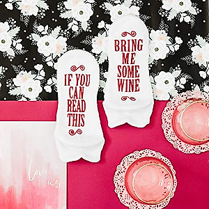 Haute Soiree If You Can Read This, Bring Me Some Wine Funny Socks for Women - One Size Fits All